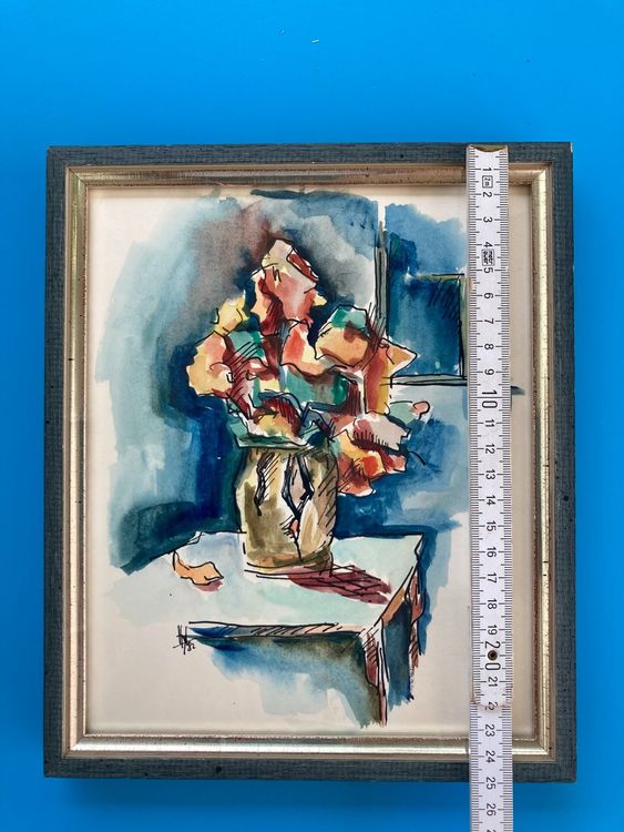 Gemälde Aquarell Stilleben modern unleserlich signiert 1982 | Kaufen auf Ricardo