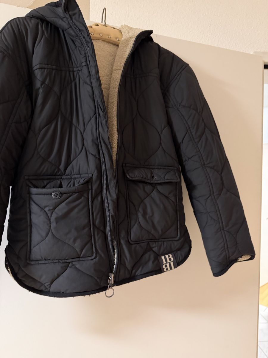 IB Wendejacke Kinder 9–12 Jahre schwarz / beige Teddy warm (Gebraucht ...