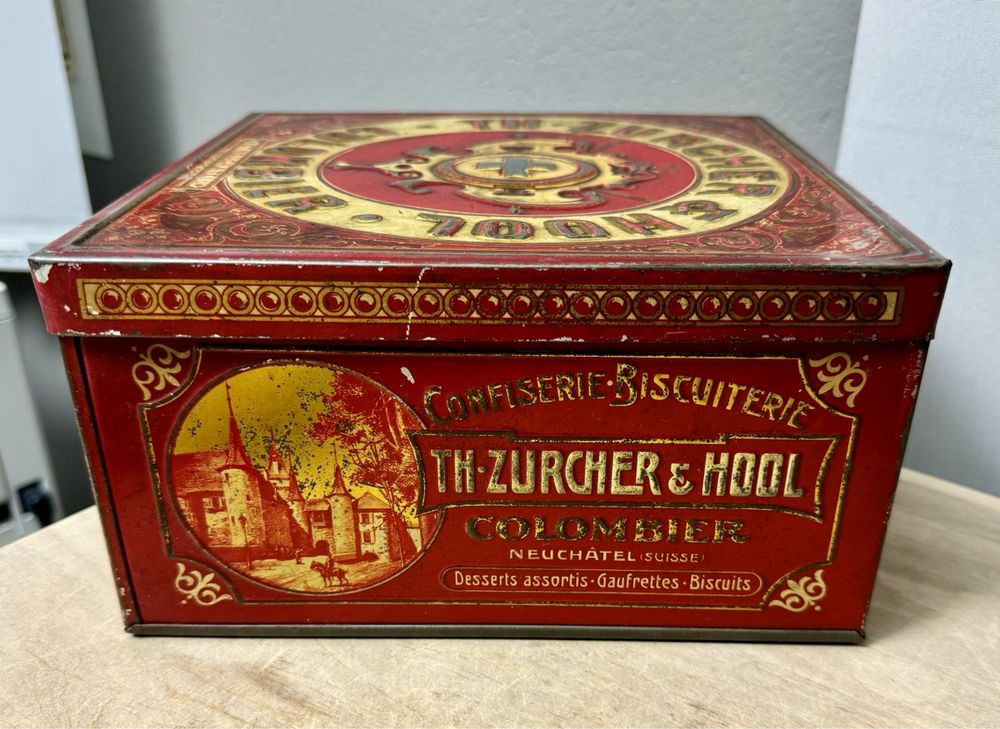 Antike rare Biscuits Blechdose ZURCHER & HOOL Colombier (Gebraucht) in ...
