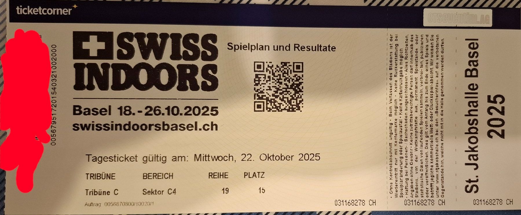 2x Swiss Indoors Basel tickets, Mit. 22.10.2025, set A (Neu und ...