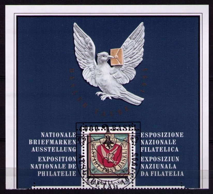 1995_W75_BASLER TAUBE 1995_Ersttags-VO BRIEFTAUBE ! (Gebraucht) in Marthalen für CHF 2.5 – mit ...