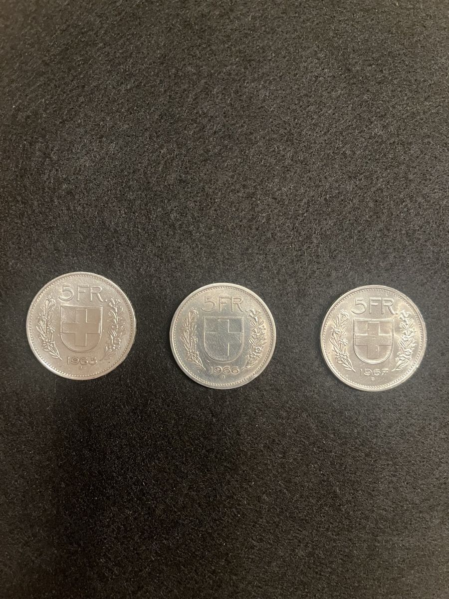 3er Set: 5 silberne 5 Fr. 1965,1966,1967 (Gebraucht) in Rikon im ...