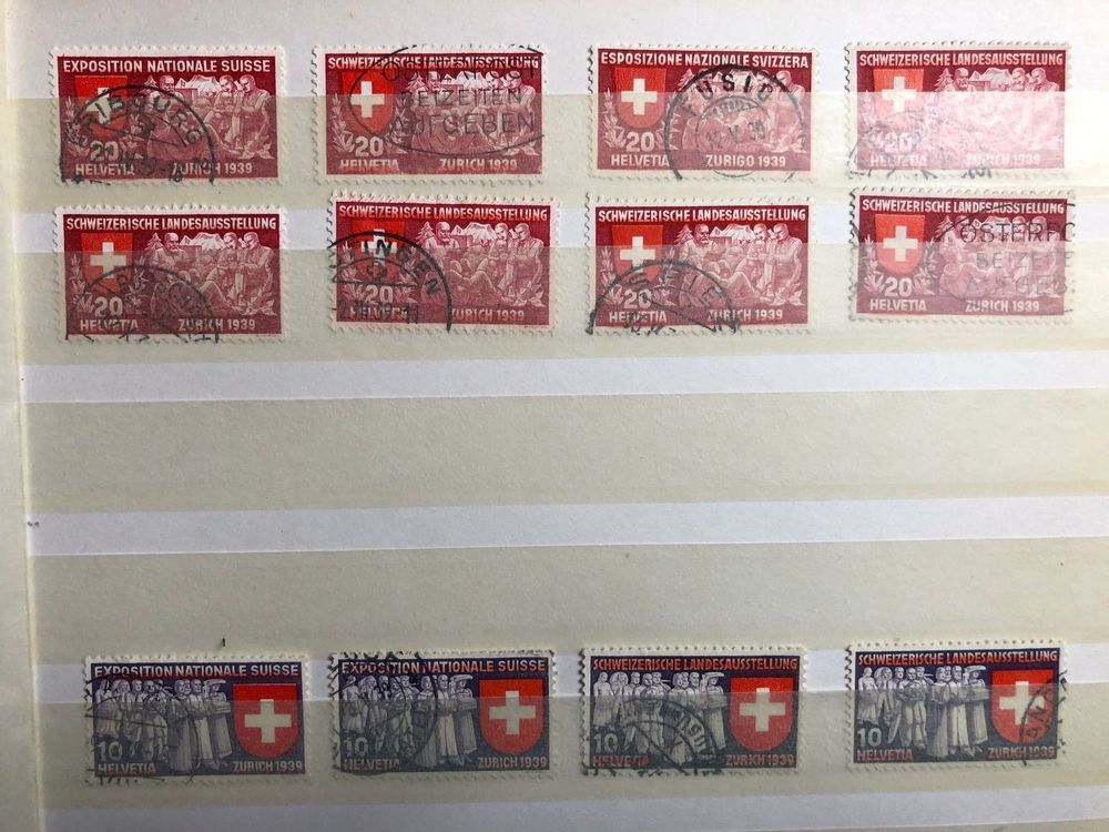 12 timbres oblit. Expo 1939 variétés (Gebraucht) in Charmey (Gruyère) für CHF 1 – mit Lieferung ...