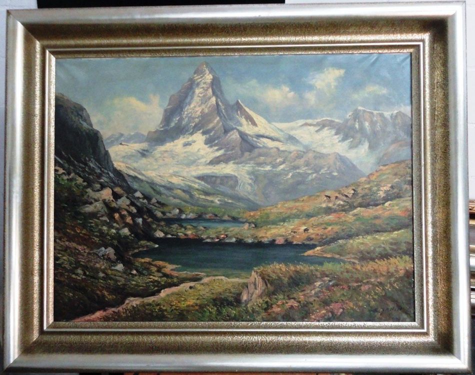 Matterhorn mit seen Öl Gemälde (Gebraucht) in zurich für CHF 1100 – nur Abholung auf Ricardo kaufen