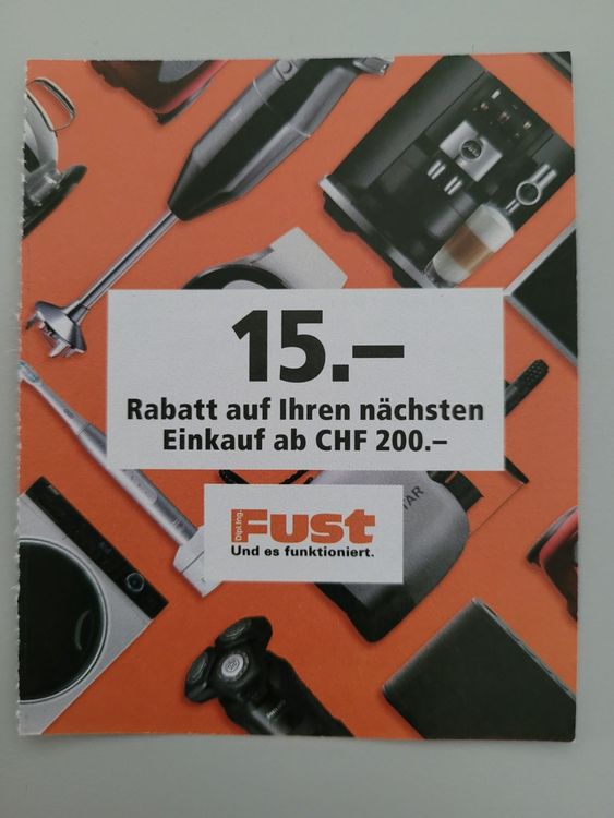 chf 15 fust gutschein | Kaufen auf Ricardo