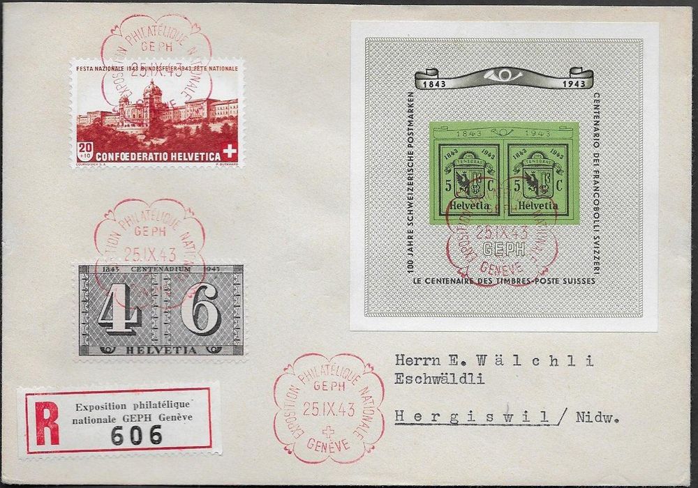 1943 R/Brief o Genf Block W18 + Zusatzfrankat. selten ab 1.- (Gebraucht ...