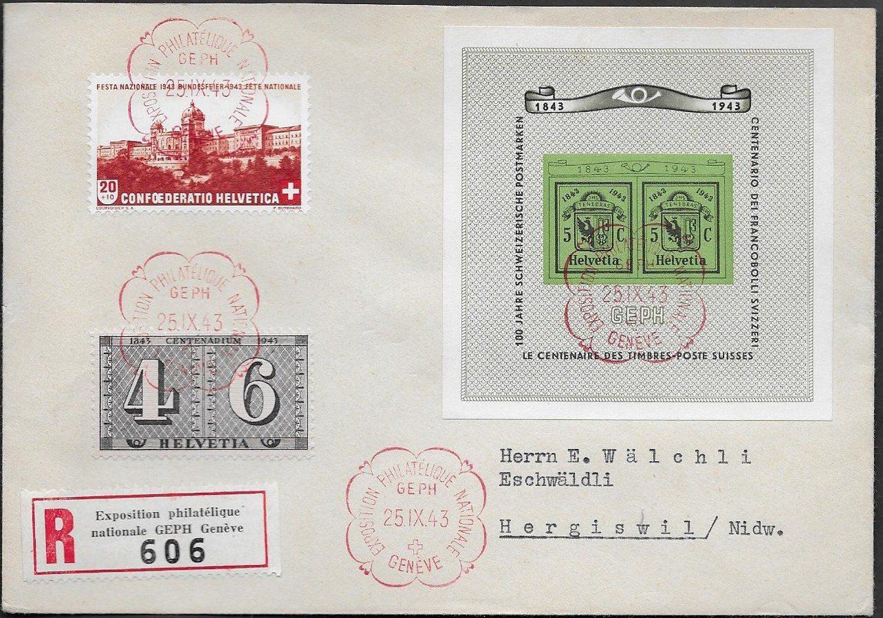 1943 R/Brief o Genf Block W18 + Zusatzfrankat. selten ab 1.- (Gebraucht ...