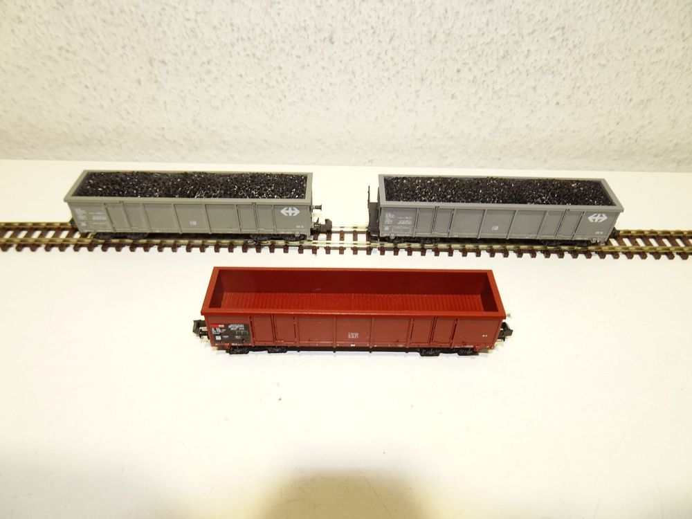 3 Roco Güterwagen SBB Hochbord Kohlewagen Spur N (4) (Gebraucht) in ...