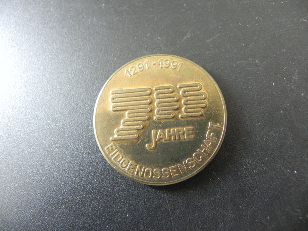 Medaille 700 Jahre Eidgenossenschaft 1291 - 1991 (Gebraucht) in Biel/Bienne für CHF 1 – mit ...