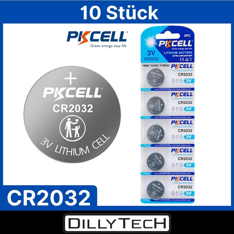CR2032 PKCELL 3V Lithium-Knopfzellenbatterie - 10 Stück (Neu und originalverpackt) in Erlenbach ...