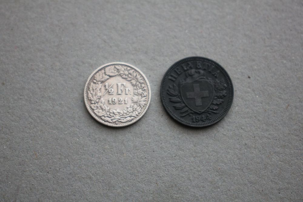 Silbermünze 50 Rappen 1921 + 20 Rappen 1944 | Kaufen auf Ricardo