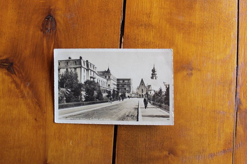 AK Davos-Dorf Kurhaus Seebad, Bahnpost-O Rhät.Bahn | Kaufen auf Ricardo