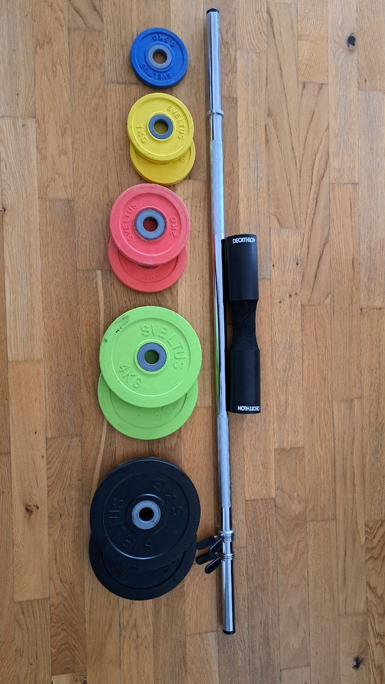 Hantel Set, Gewichte, Stange und Nackenpolster - Top Deal! (Gebraucht ...