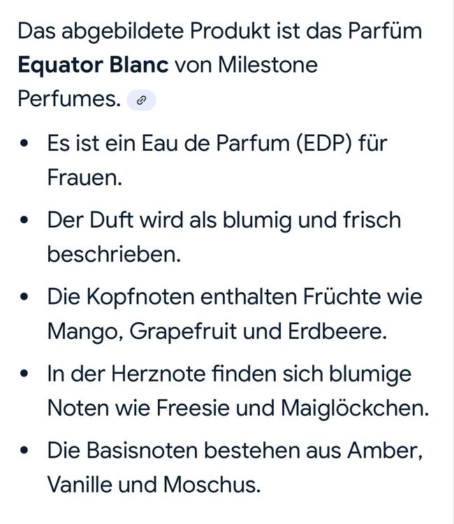 Milestone Equator Blanc, Eau de Parfum, Blumig & Frisch! (Gebraucht) in ...