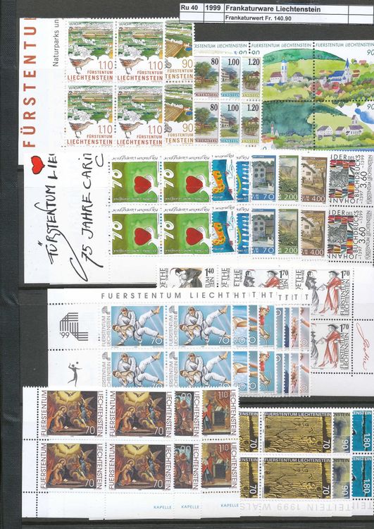 Liechtenstein, 1999 Frankaturware (Neu (gemäss Beschreibung)) in Winterthur für CHF 65 – mit ...