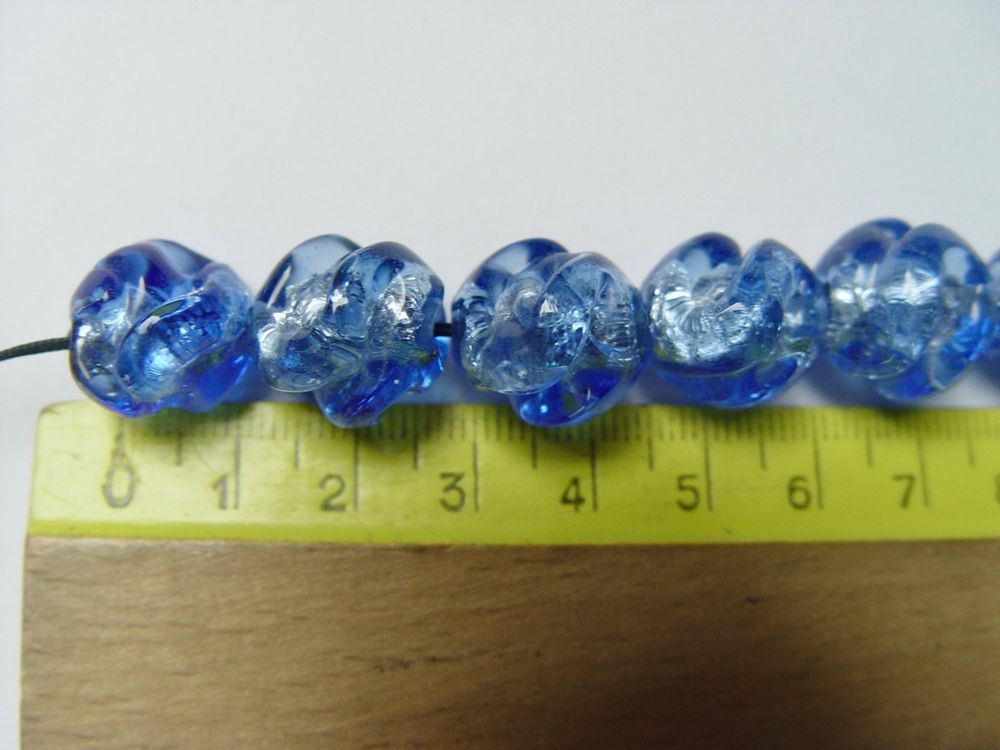 10 grosse, blaue Glasperlen, Murano? Mit Silberfolie | Kaufen auf Ricardo