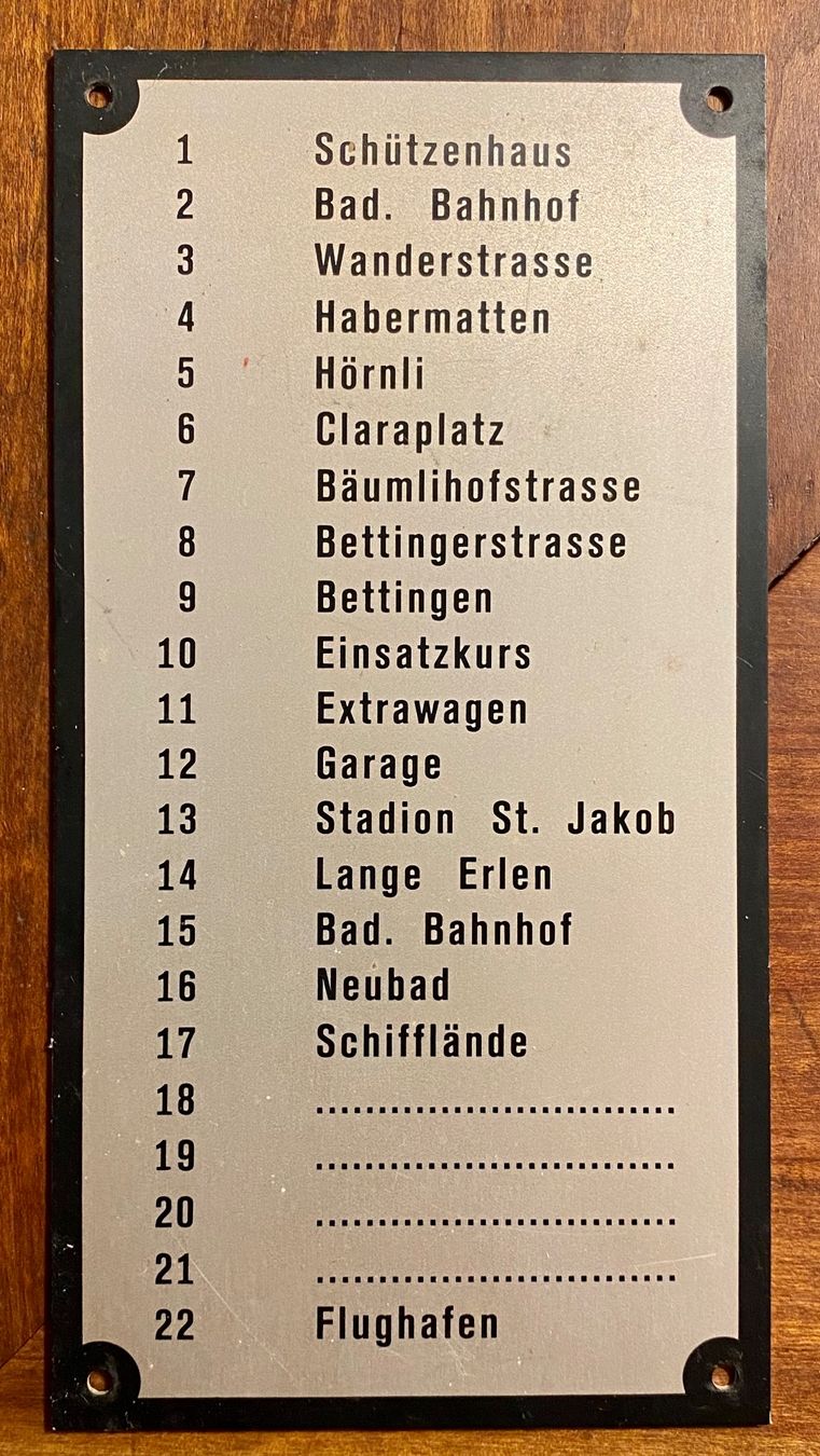 Legende für die Rollbandanzeige Bus BVB Basel (Gebraucht) in Allschwil für CHF 29 – mit ...