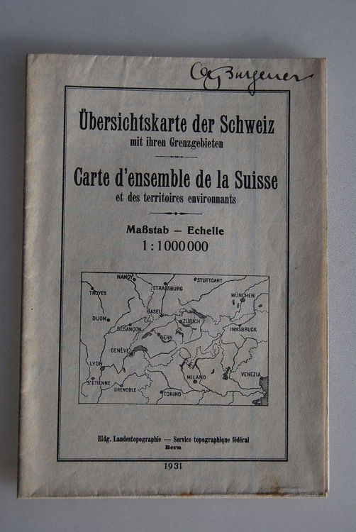 Übersichtskarte der Schweiz 1:1'000'000 1931 (Gebraucht) in Rüfenacht BE für CHF 1 – mit ...
