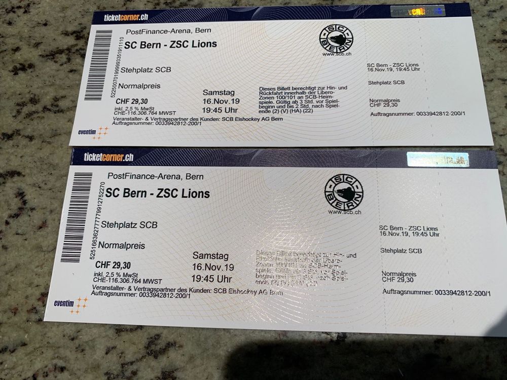 SCB Tickets (Neu und originalverpackt) in für CHF 30 – mit Lieferung ...