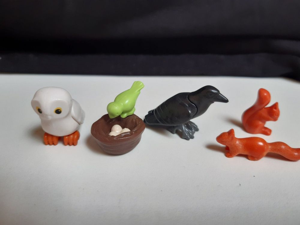Eule, Rabe, Vogel mit Nest, 2 Eichhörnchen von Playmobil (Gebraucht) in ...