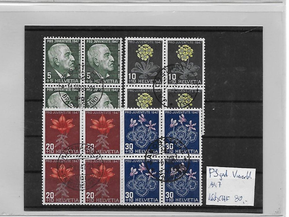 PJ gest. Viererbl.1947 Kat: CHF 80.- (Gebraucht) in Basel für CHF 2 – mit Lieferung auf Ricardo ...