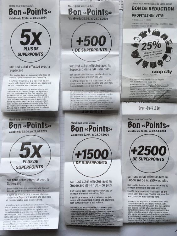 6 bons: Supercard Points Coop (Neu und originalverpackt) in Servion für ...