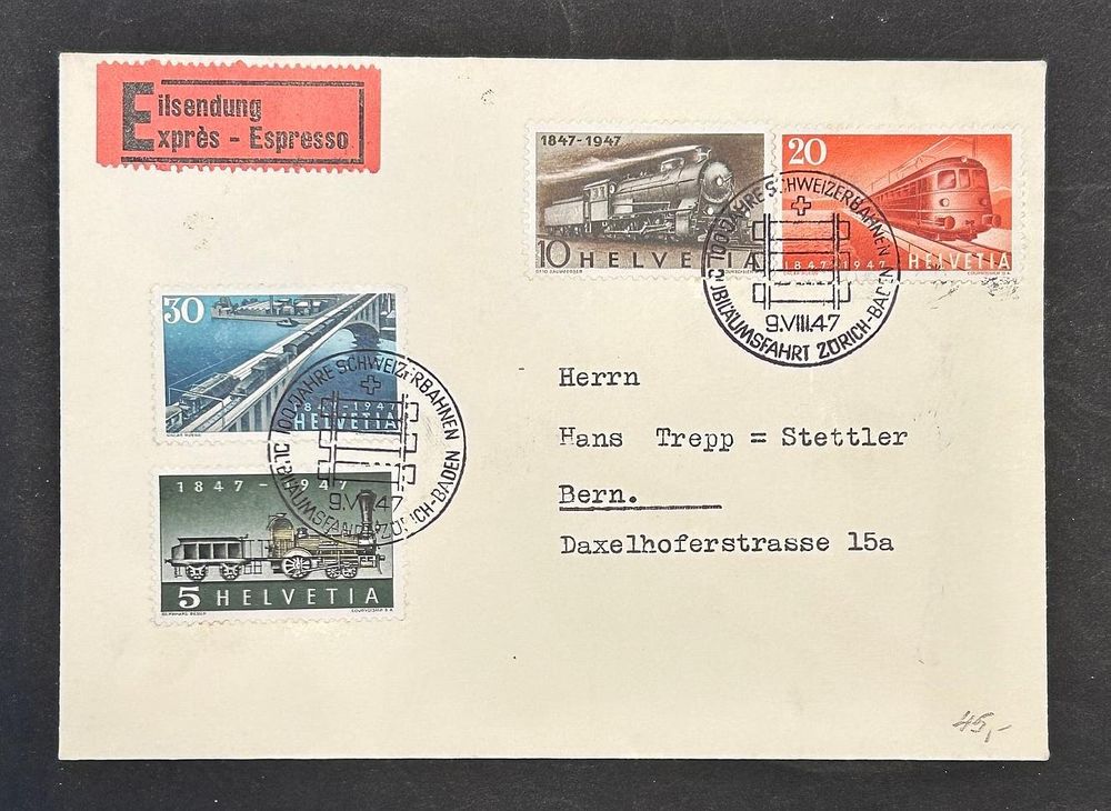 1947 FDC 100 Jahre Schweizer Bahnen | Kaufen auf Ricardo