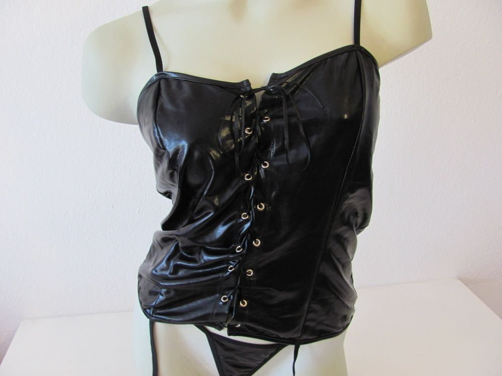 Sexy Dessous Set Lackoptik mit Strapsen Grösse L/XL Neu (Neu und ...