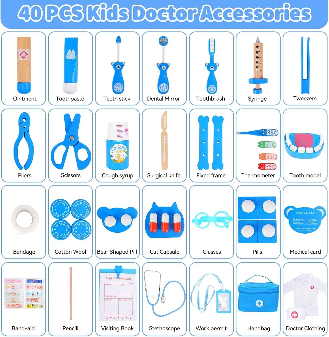 Arztkoffer Kinder Holz Spielset 40-teilig Doktorkoffer (Neu und ...