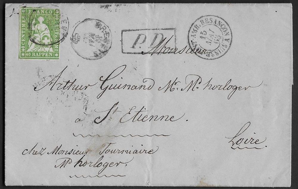 1863 Brief PD BRENETS nach ST. ETIENNE F 26G selten ab 1.- (Gebraucht ...
