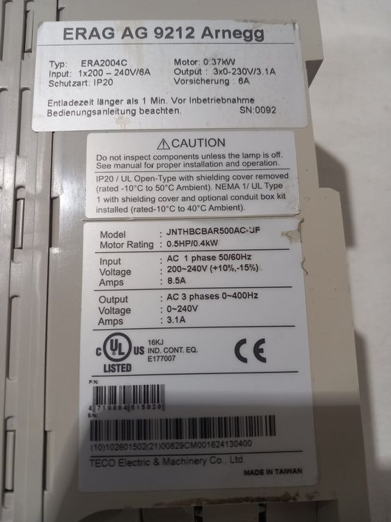 Teco Speecon 7300CV Frequenzumrichter (Gebraucht) in Rheinau für CHF ...