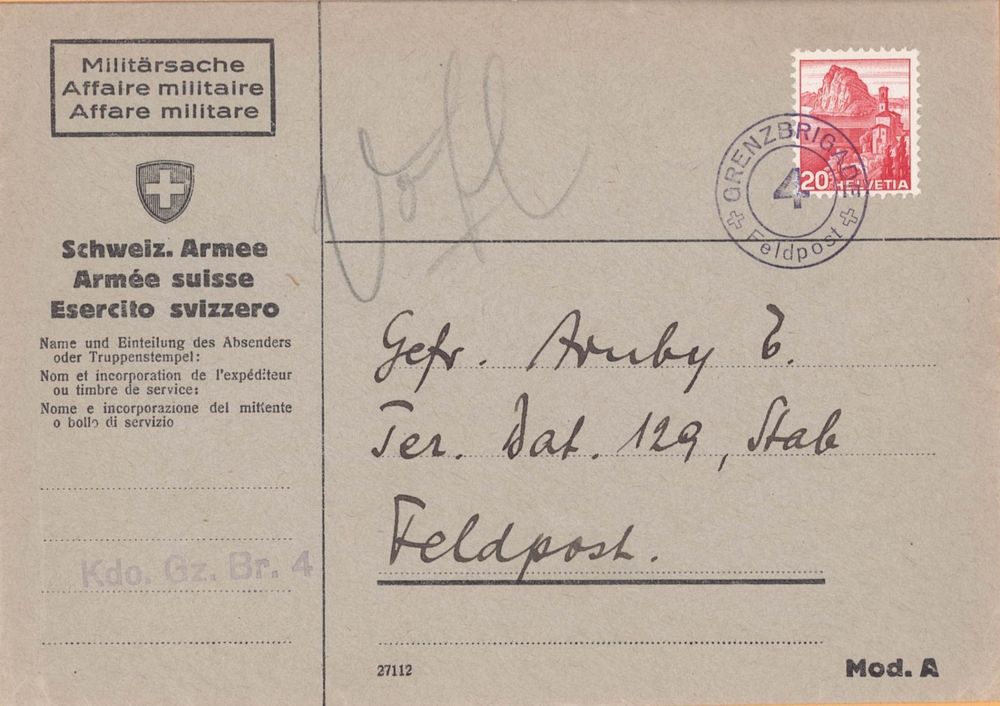 Feldpost mit ...... Grenztruppen (Gebraucht) in Bazenheid für CHF 1.5 – mit Lieferung auf ...