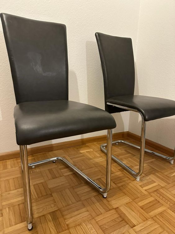 Stuhl Freischwinger 4er-Set - Kunstleder - Grau (Gebraucht) in Basel für CHF 15 – nur Abholung ...