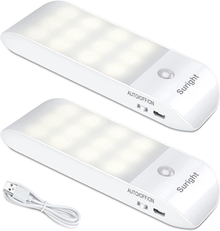 2 LED Nachtlicht mit Bewegungsmelder Aufladbar Schranklicht (Neu und originalverpackt) in ...