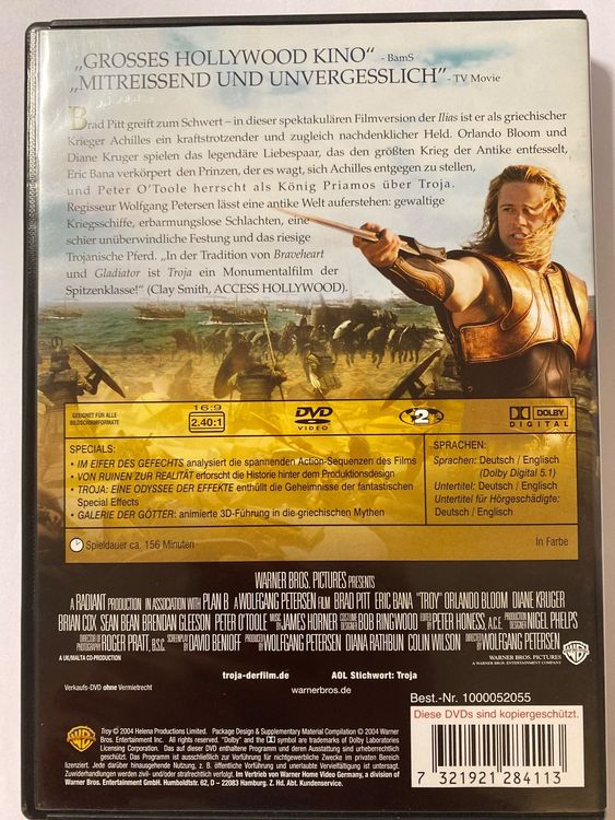 Troja (2 Disc Edition) DVD FSK16 Brad Pitt (Gebraucht) in Baden für CHF ...