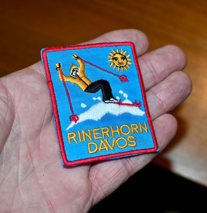 VINTAGE Badge RINERHORN DAVOS nos ST. GALLER STICKEREI (Gebraucht) in ...