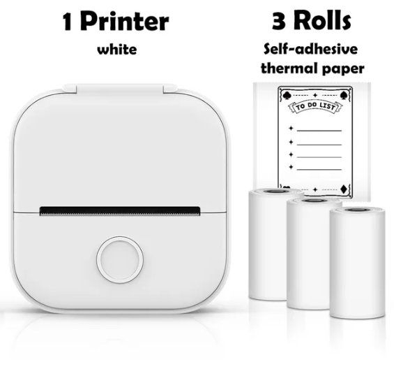 Portable Wireless Mini Printer White + 3 Rollen klebend | Kaufen auf ...