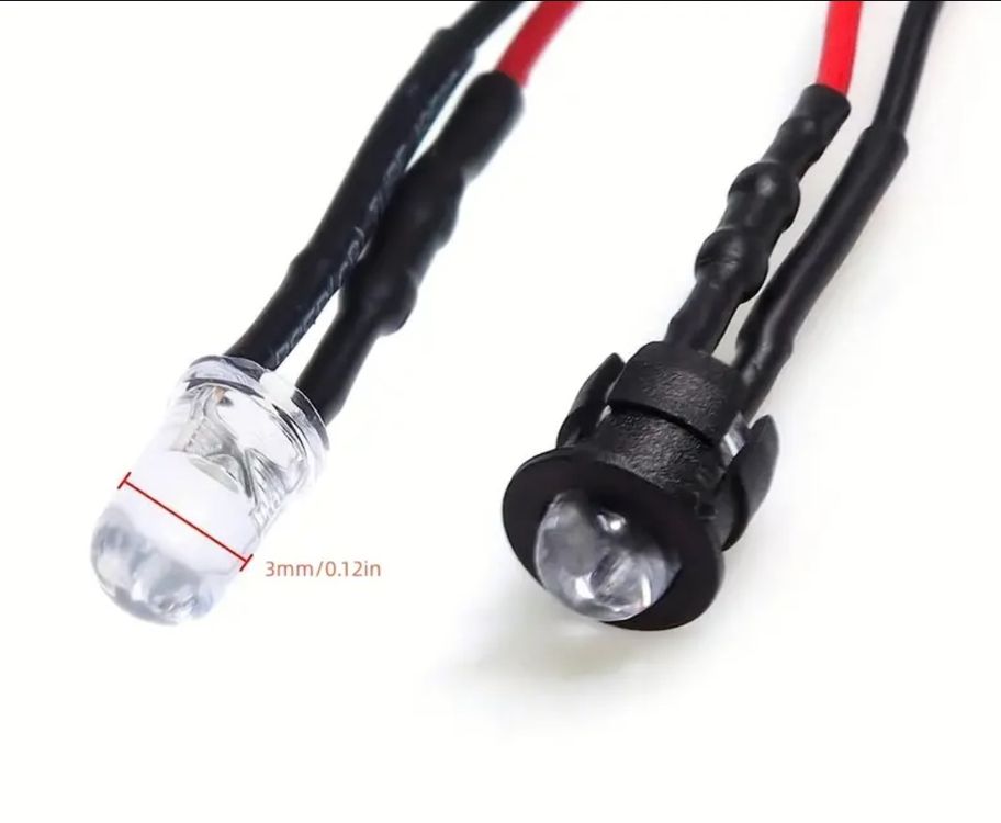 5 Stk LEDs 3mm gelb verkabelt mit Sockel 9-12V (Neu und ...