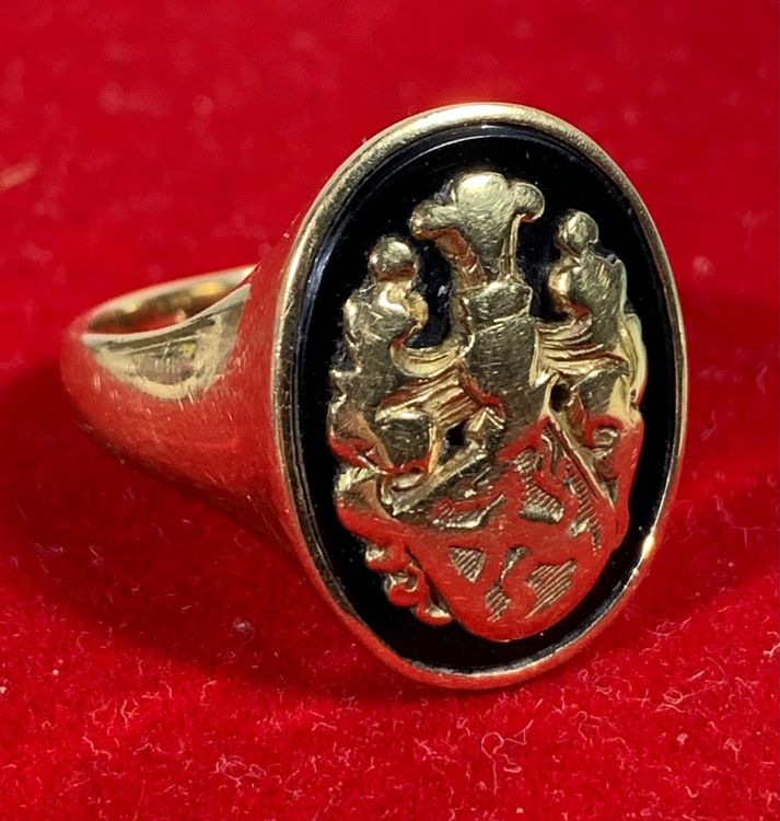 18Karat /750 Gold Wappen /Siegelring mit Onyx 11.44gramm (Gebraucht) in ...