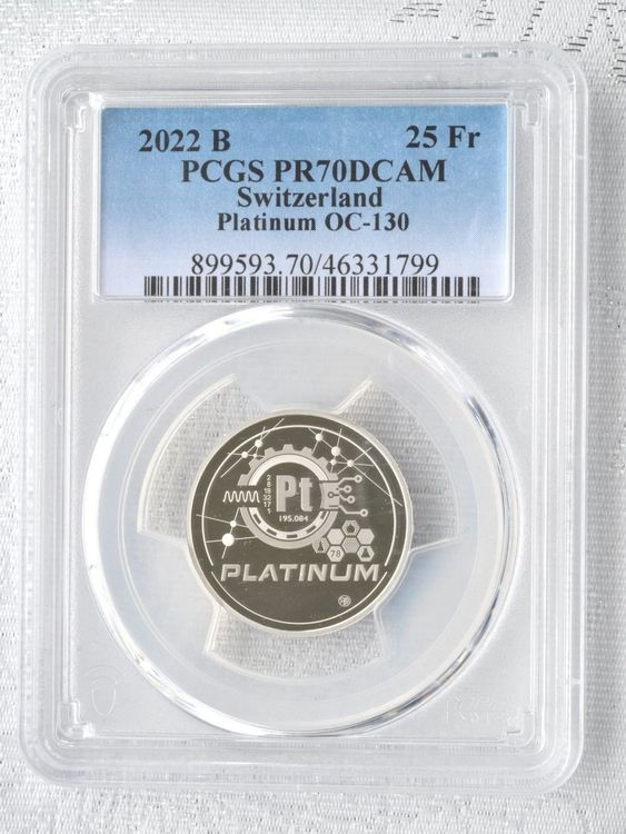 25 Franken Platinmünzen Platinum 2022---PCGS PR70 DCAM (Neu und originalverpackt) in Oberglatt ...