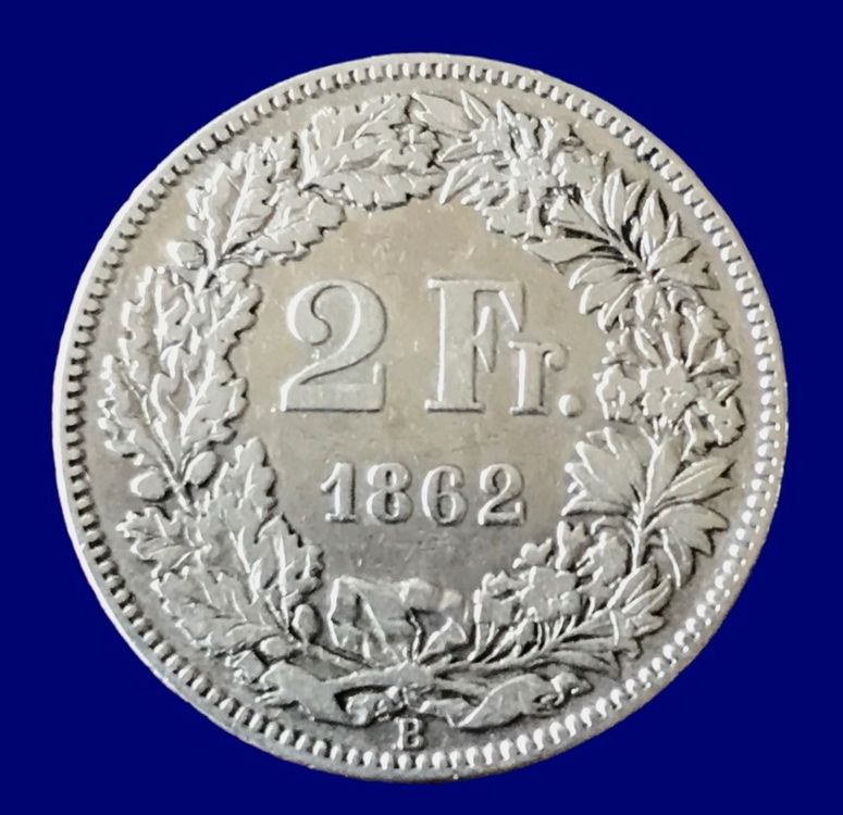 Schweiz 2 Franken Silber Jahrgang 1862 VZGL | Kaufen auf Ricardo