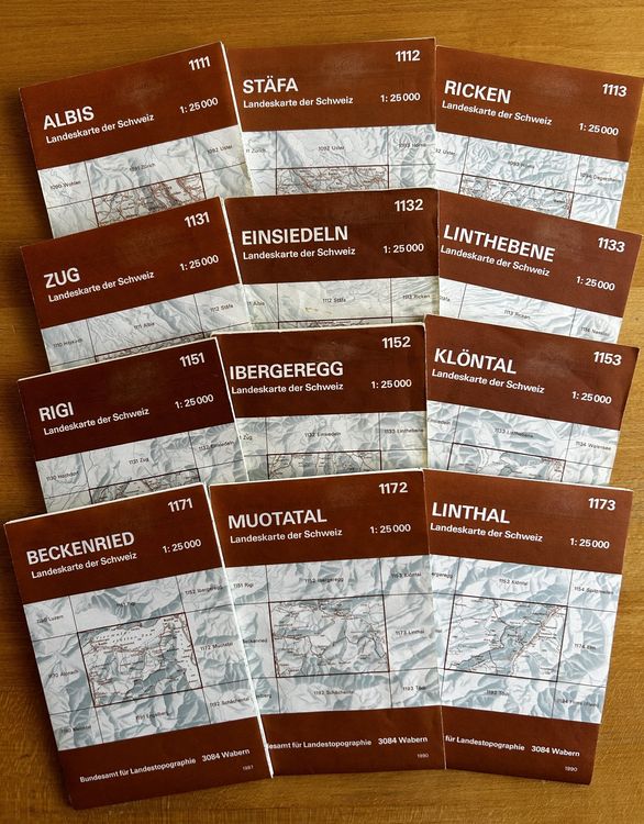 12 LANDESKARTEN DER SCHWEIZ 1:25‘000 (Gebraucht) in Zürich für CHF 19 ...