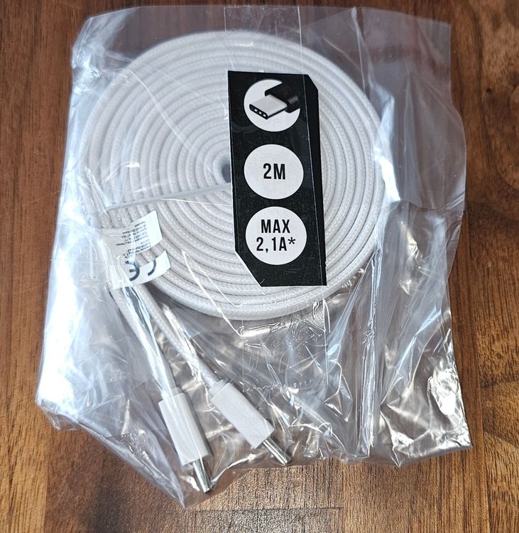 Lade und Daten Flach Kabel (USB C auf USB Typ-C, (2 m) (Neu (gemäss ...