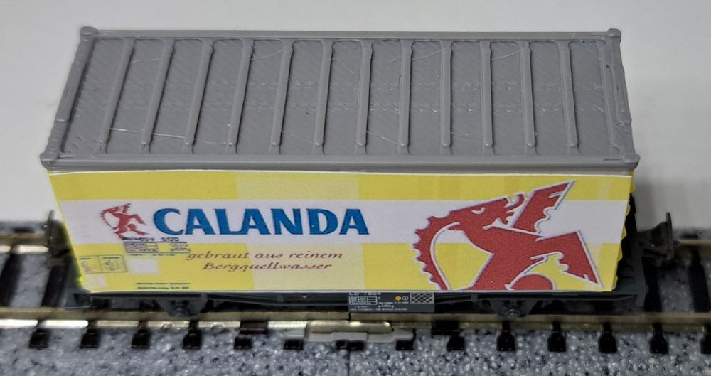 RhB Güterwagen mit Container Calanda Bräu Spur N Kato Neu (Neu (gemäss ...