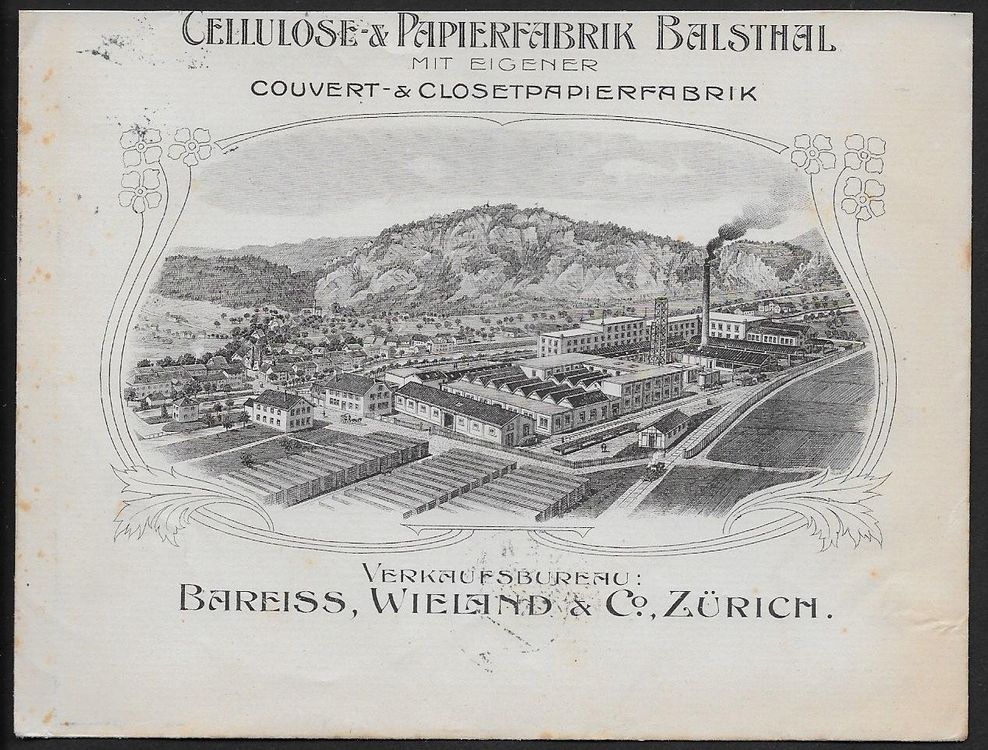1909 GS Brief illust. Papierfabrik Balsthal o Zürich ab 1.- (Gebraucht ...