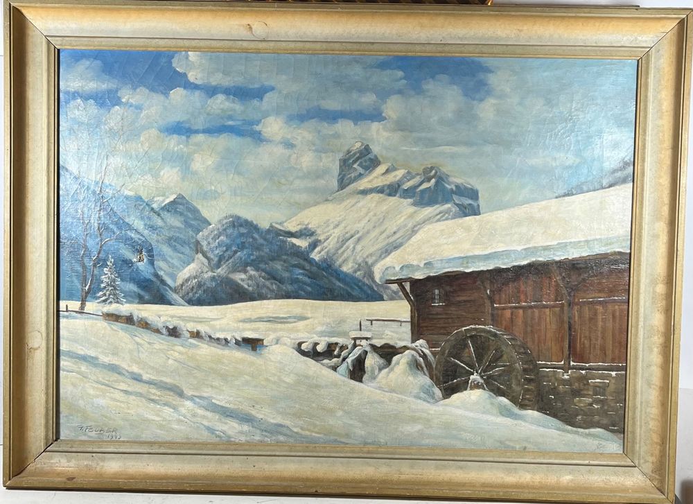 40. er Jahre Grosse Winter-Berglandschaft Gemälde, Unl. Sig. (Gebraucht) in Root für CHF 19 ...