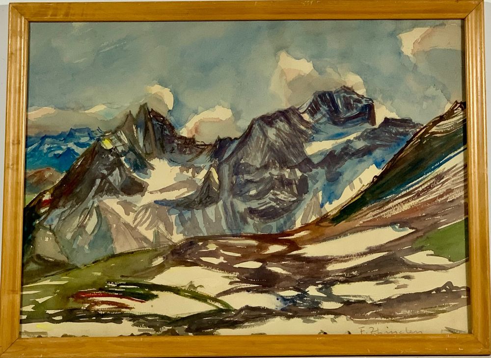 Fritz Zbinden (1896-1958) Berglandschaft Aquarell (Gebraucht) in Root ...