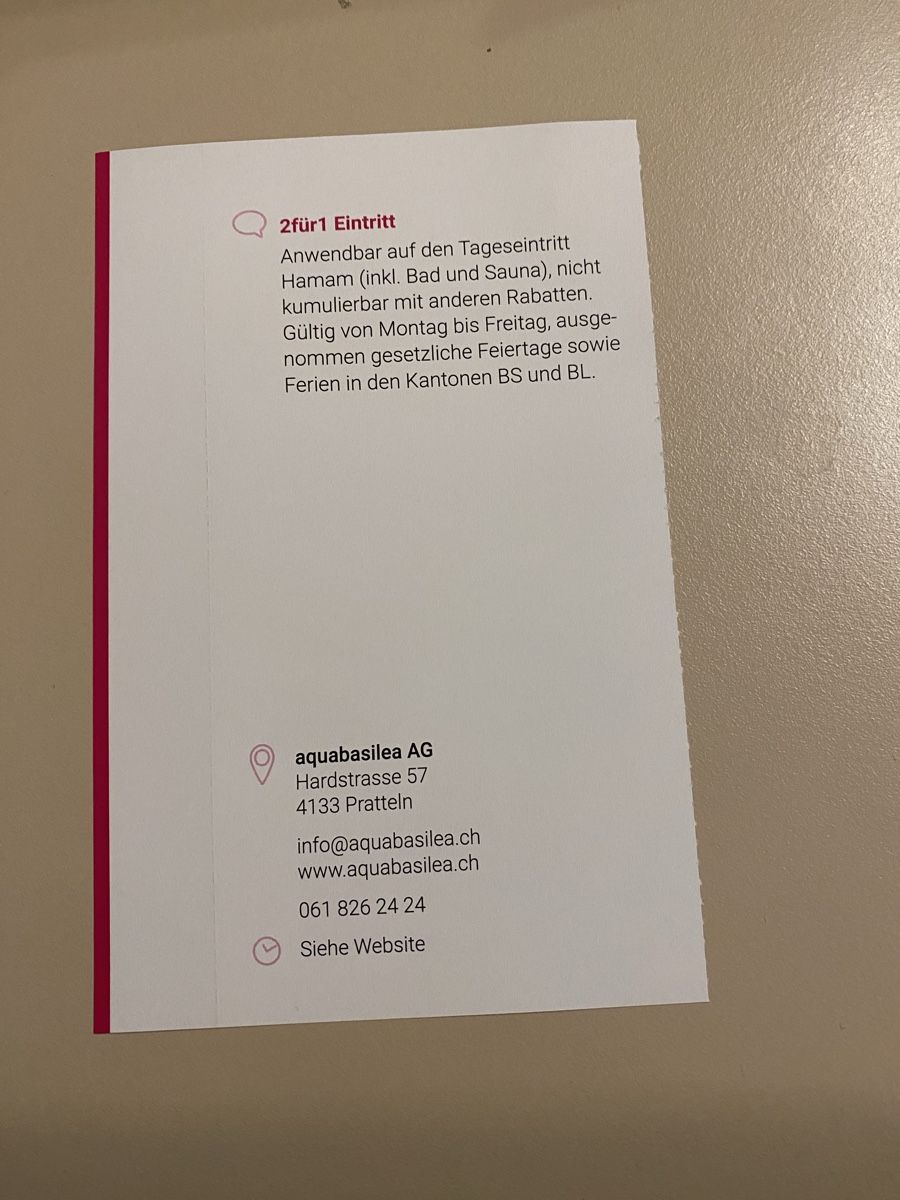 2:1 Gutschein Aquabasilea gültig bis am 30.11.25 Toppreis (Neu (gemäss ...