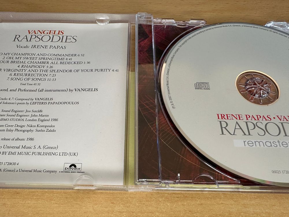 Irene Papas • Vangelis – Rapsodies (Gebraucht) in Rikon im Tösstal für CHF 12.5 – mit Lieferung ...