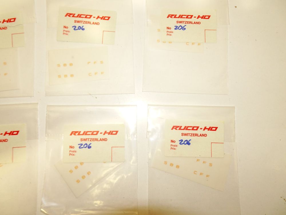 8 RUCO Bögen Schiebebilder Decals SBB CFF FFS Nr. 206 (Neu (gemäss ...